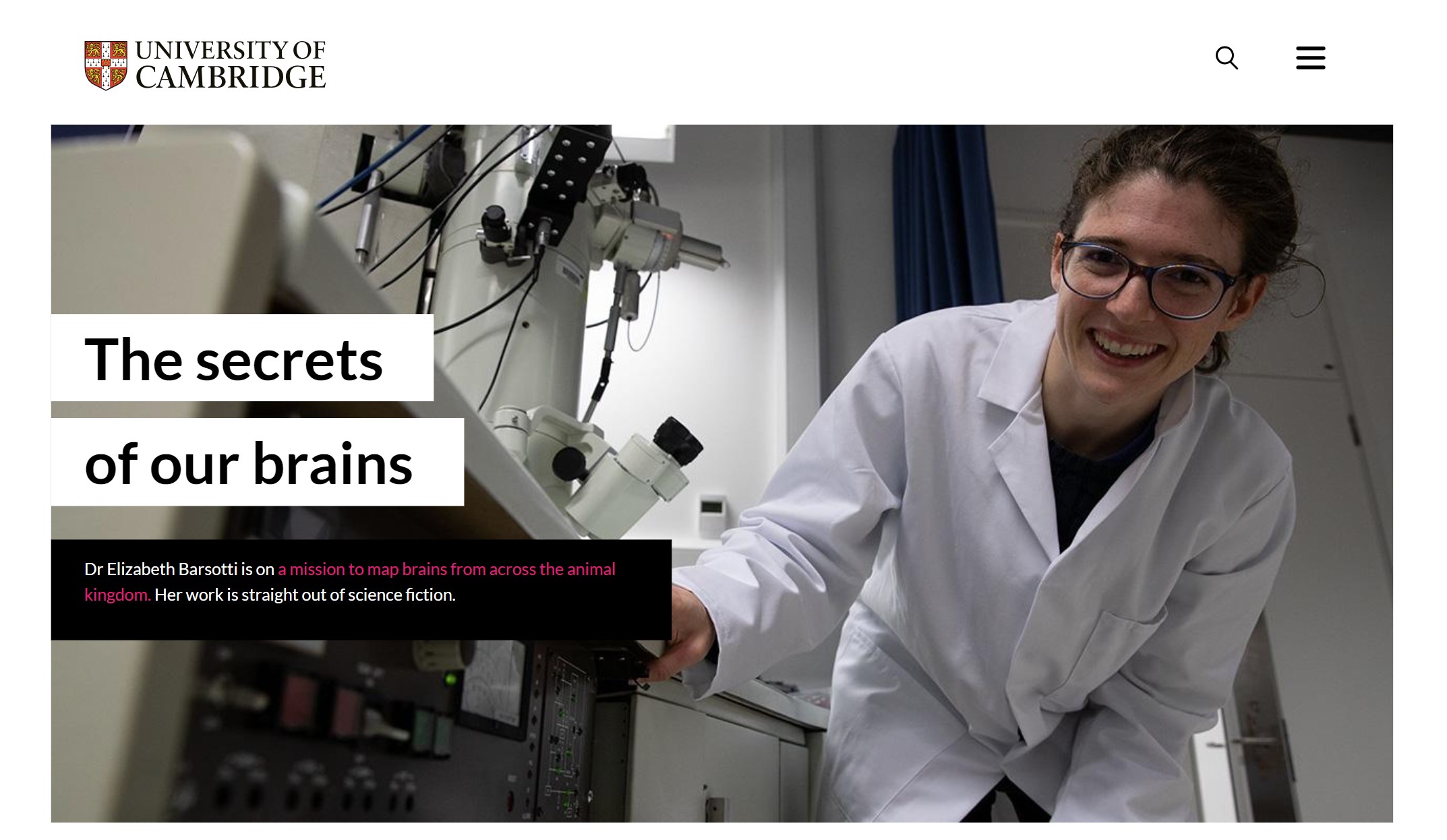 Dr Elizabeth Barsotti featured on the University of Cambridge homepage ...